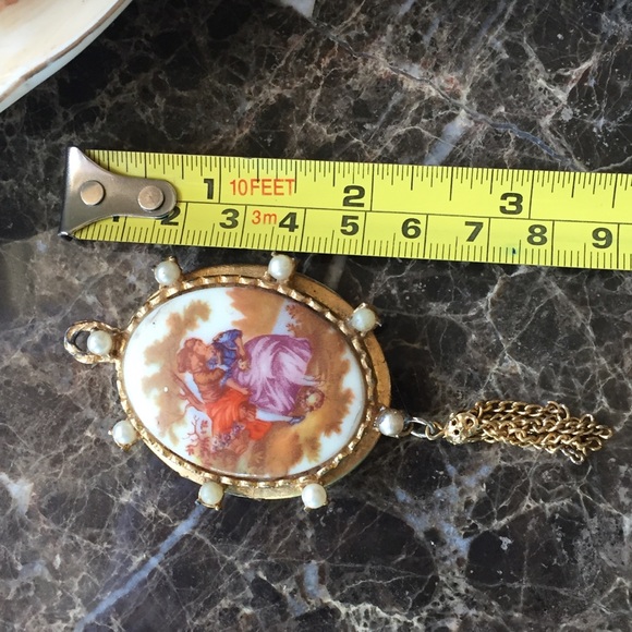 Vintage | Jewelry | Vtg Porcelain Colonial Couple Pearl Pendant Locket ...